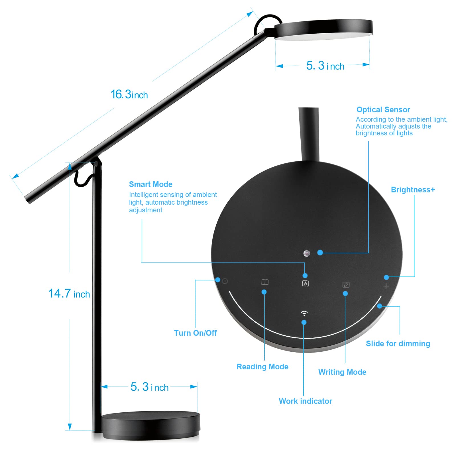 BEYONDOP LED Desk Lamp, Architect Desk Lamps for Home Office, Adjustable Swing Arm Table Lamp, Eye Caring Reading Lamp, Memory Desk Light Dimmable with 3 Color Modes & 9 Brightness Tall Task Light