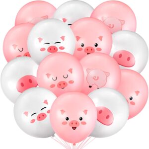 50 pcs pig farm animal balloons 12 inch pig print latex balloons piggy pink birthday party decorations cute kids party balloons for farmhouse pink farm themed birthday baby shower party supplies