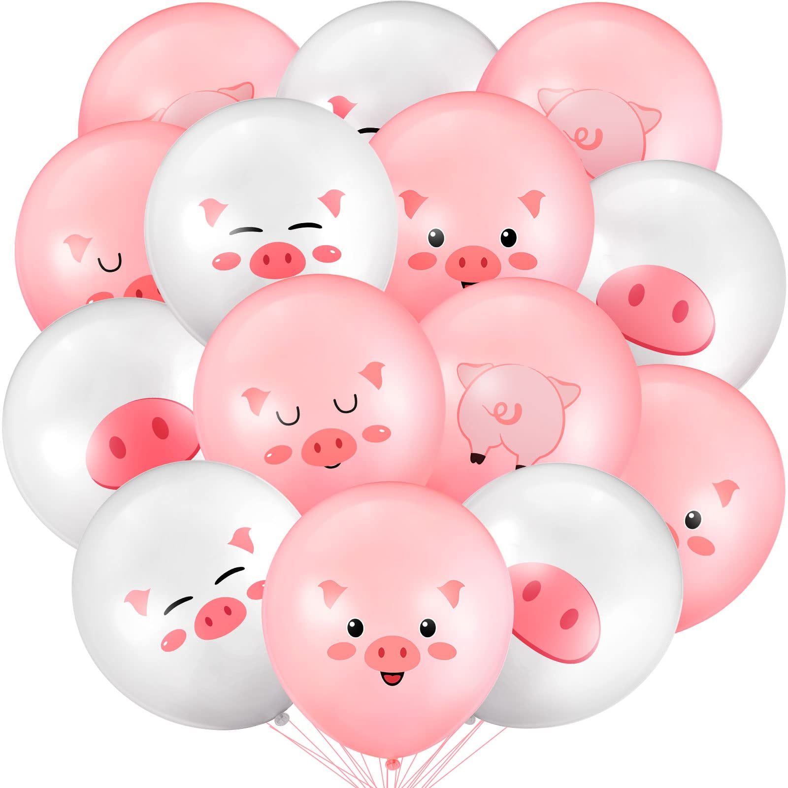 50 Pcs Pig Farm Animal Balloons 12 Inch Pig Print Latex Balloons Piggy Pink Birthday Party Decorations Cute Kids Party Balloons for Farmhouse Pink Farm Themed Birthday Baby Shower Party Supplies