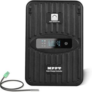 eco-worthy 40a mppt solar charge controller 12v/24v dc input & digital oled display & temp sensor & negative ground, 99% charging efficiency solar regulator for lithium, sealed and flooded battery