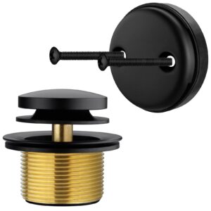 hanebath matte black tub drain kit, brass tip-toe bathtub drain trim set and two-hole overflow cover