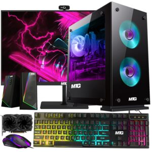 mtg aurora 8t gaming tower pc- intel core i5 8th gen, gtx 1660s 6gb gddr6 192bits graphic, 16gb ram, 2tb nvme, 4tb hdd, new mtg 27 inch monitor, rgb keyboard mouse, speaker, webcam, win 11 home