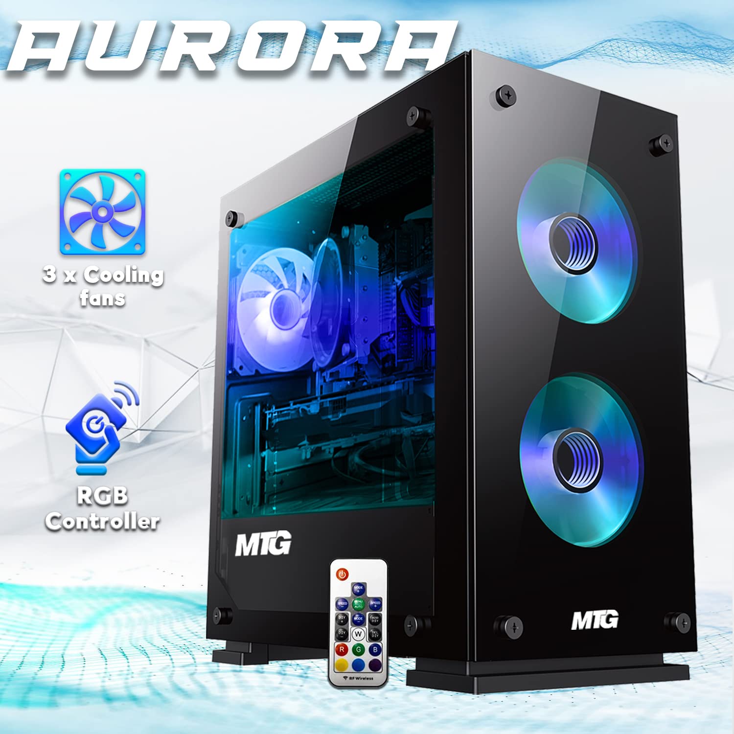 MTG Aurora 8T Gaming Tower PC- Intel Core i5 8th Gen, GTX 1660s 6GB GDDR6 192bits Graphic, 16GB Ram, 2TB Nvme, 4TB HDD, New MTG 27 Inch Monitor, RGB Keyboard Mouse, Speaker, Webcam, Win 11 Home