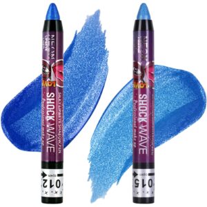 meicoly 2pcs blue eyeshadow stick,metallic shimmer crayon,waterproof single eye shadow pencil,shiny blue rotating eye shadow blue eyeliner stick corpse bride avatar blue eyeshadow makeup