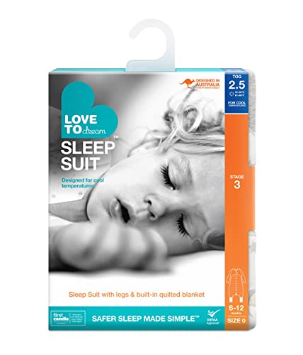 Love to Dream Warm Baby Sleep Suit (12-24 Mo), Super Soft Temp Regulating Sleeping Sack, 2.5TOG Warm Wearable Blanket, White