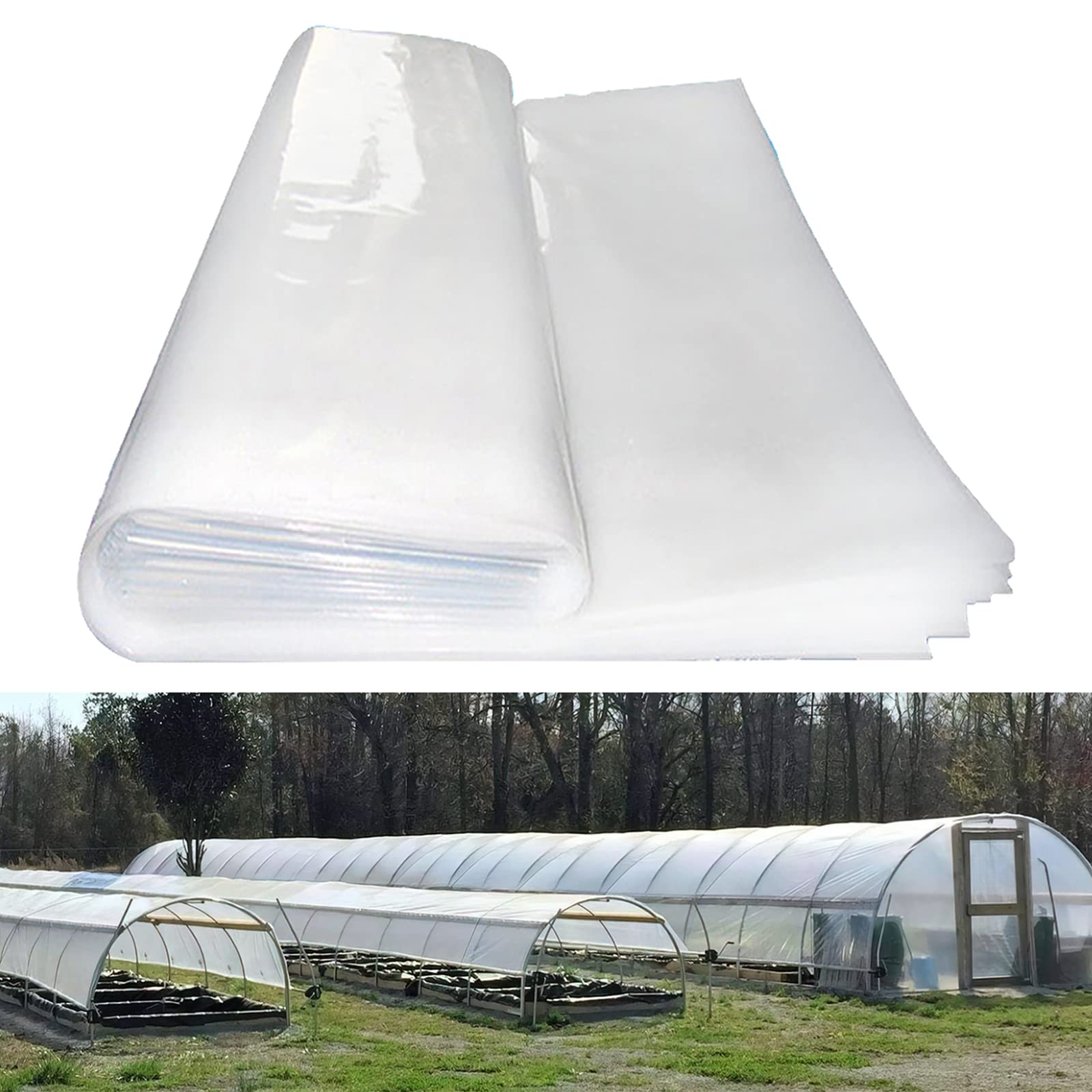 GRELWT Greenhouse Plastic Sheeting 12x25 ft, 6 mil Thickness Replacement Cover, UV Resistant