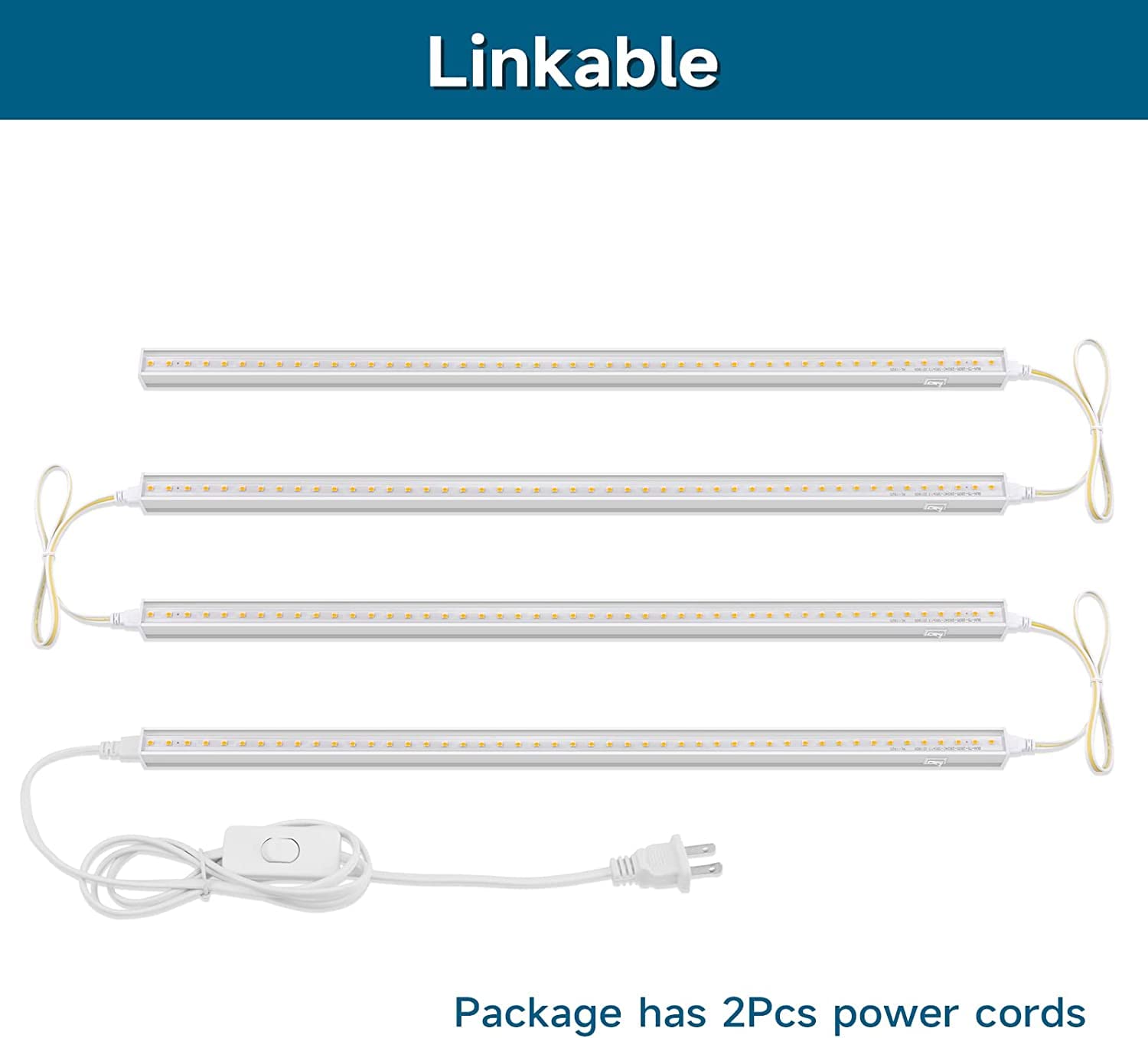 Barrina Grow Lights for Indoor Plants, 5000K White Full Spectrum Grow Light, 1ft Plant Growing Lamp, T5 Grow Light Strip, Plug and Play, 4-Pack