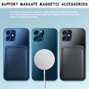 12 Pcs Magnetic Wireless Charging Metal Ring with Sticker, Universal Ultra Thin Notched and Round Alphabet Ring Conversion Kit Compatible with MagSafe iPhone 13 12 Pro Mini Max Galaxy S21, 3 Colors