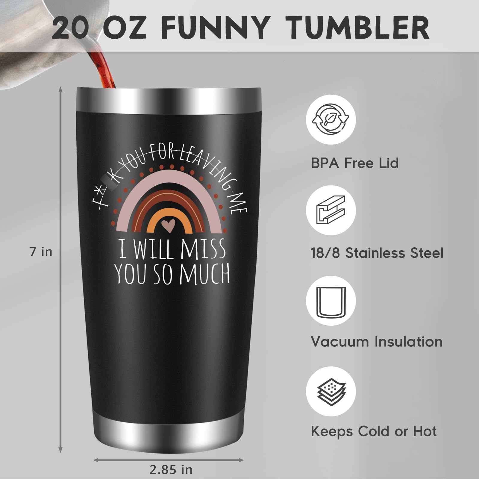 GSPY Tumbler, Coworker Leaving Gifts, Miss You Gifts for Women, Men - Best Friend Moving, Going Away Gift for Coworker - Funny Goodbye, Retirement, New Job, Farewell Gifts for Coworkers, Boss