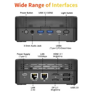 AWOW HA7 Mini PC, Mini Computers with AMD Ryzen 7 7840HS (8C/16T up to 5.1Ghz), 32GB DDR5 Dual Channel, 1TB M.2 2280 PCle 4.0 SSD, 4K/8K Triple Display, 2X RJ45, WiFi 6, BT 5.2, Gaming PC