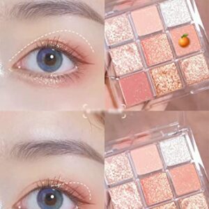 Kayswang 9 colors glitter eyeshadow palette makeup palette matte high pigment color cream texture natural eye shadow powder eye shadow palette in autumn and winter long lasting and waterproof (pink)