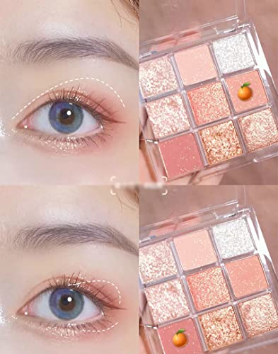 Kayswang 9 colors glitter eyeshadow palette makeup palette matte high pigment color cream texture natural eye shadow powder eye shadow palette in autumn and winter long lasting and waterproof (pink)