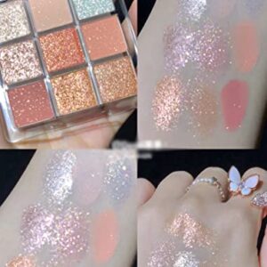 Kayswang 9 colors glitter eyeshadow palette makeup palette matte high pigment color cream texture natural eye shadow powder eye shadow palette in autumn and winter long lasting and waterproof (pink)