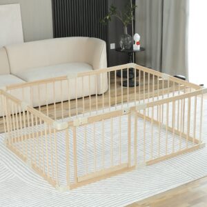 Conababy Baby Playpen Play Fence Gate Play Pen Wood Large,Playpens for Babies and Toddlers Kids Indoor,Baby Play Yards Gym Area,Baby Day Care Play Pin (120x160x61cm)…