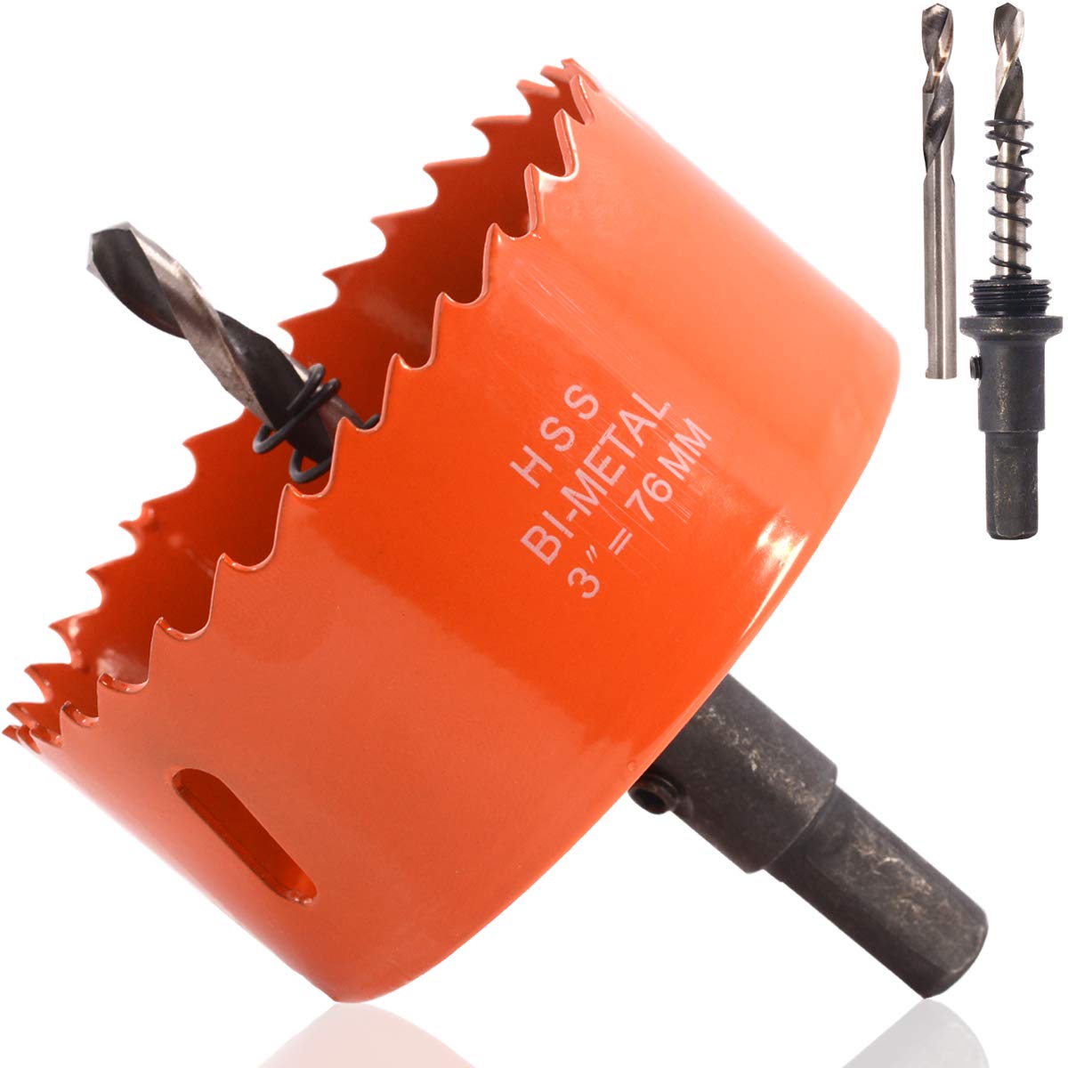 Kocopi 76mm / 3 Inch BI-Metal Hole Saw with Arbor and Replacement Pilot Drill Bit, Hole Cutter for Easily Drilling Wood, Plastic, Thin Metal