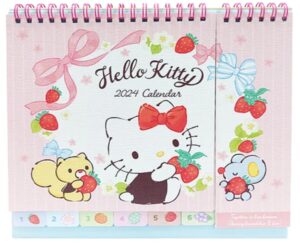 2024 kawaii cat monthly yearly desktop calendar