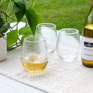 Tag True Living Bubble 14 ounce Glass Stemless Wine Tumbler Set of 6, Perfectly Clear