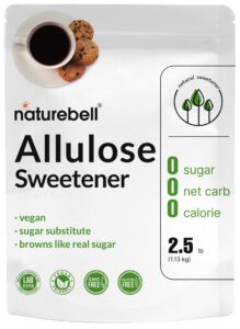 naturebell allulose sweetener, 2.5 lbs | keto & vegan-friendly, white sugar substitute | 0 calorie, 0 sugar, 0 net carb, non-glycemic, browns like table sugar | bulk supply for baking & beverages