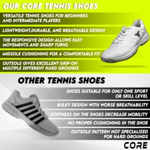 CORE Tennis Shoes - Breathable Tennis Shoes Men and Women - Padel Shoes with Non-Slip Responsive Outsole – Mens & Womens Tennis Shoes with Excellent Grip On Hard Playing Grounds White