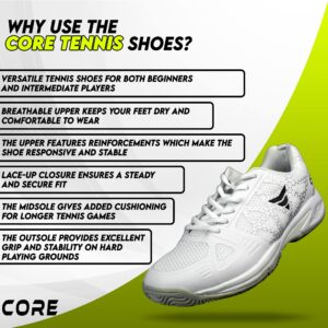 CORE Tennis Shoes - Breathable Tennis Shoes Men and Women - Padel Shoes with Non-Slip Responsive Outsole – Mens & Womens Tennis Shoes with Excellent Grip On Hard Playing Grounds White