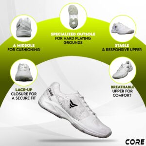 CORE Tennis Shoes - Breathable Tennis Shoes Men and Women - Padel Shoes with Non-Slip Responsive Outsole – Mens & Womens Tennis Shoes with Excellent Grip On Hard Playing Grounds White