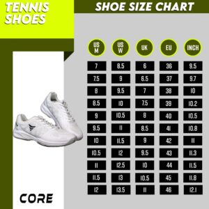 CORE Tennis Shoes - Breathable Tennis Shoes Men and Women - Padel Shoes with Non-Slip Responsive Outsole – Mens & Womens Tennis Shoes with Excellent Grip On Hard Playing Grounds White