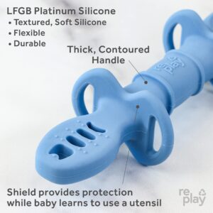 Sustainables by Re-Play Silicone Dip n ReDip Feeding Tool - Made with Medical-Grade Platinum Silicone - Denim - 2 Pack