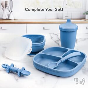 Sustainables by Re-Play Silicone Dip n ReDip Feeding Tool - Made with Medical-Grade Platinum Silicone - Denim - 2 Pack