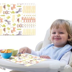 20PCS Disposable Placemats for Baby and Children, Waterproof, Absorbent, Leak-Proof, Suitable for Home, Outdoor Travel and School Use, etc., Happy Zoo Theme