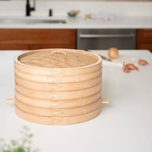 Bamboo Harvest Storage Basket, Stackable with Lid