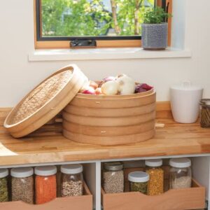 Bamboo Harvest Storage Basket, Stackable with Lid