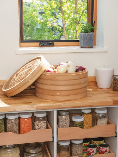 Bamboo Harvest Storage Basket, Stackable with Lid