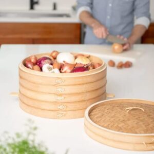 Bamboo Harvest Storage Basket, Stackable with Lid