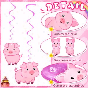 30 Pieces Pig Farm Animal Party Hanging Swirl Decorations Barnyard Theme Birthday Party Supplies Pink Piggy Hanging Foil Swirls Ceiling Decor for Girls Boys Kids Baby Shower Supplies