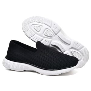 ZZS Womens Casual Slip On Walking Tennis Shoes Comfortable Work Athletic Running Sneaker Black Size 37.5