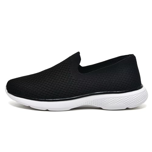 ZZS Womens Casual Slip On Walking Tennis Shoes Comfortable Work Athletic Running Sneaker Black Size 37.5