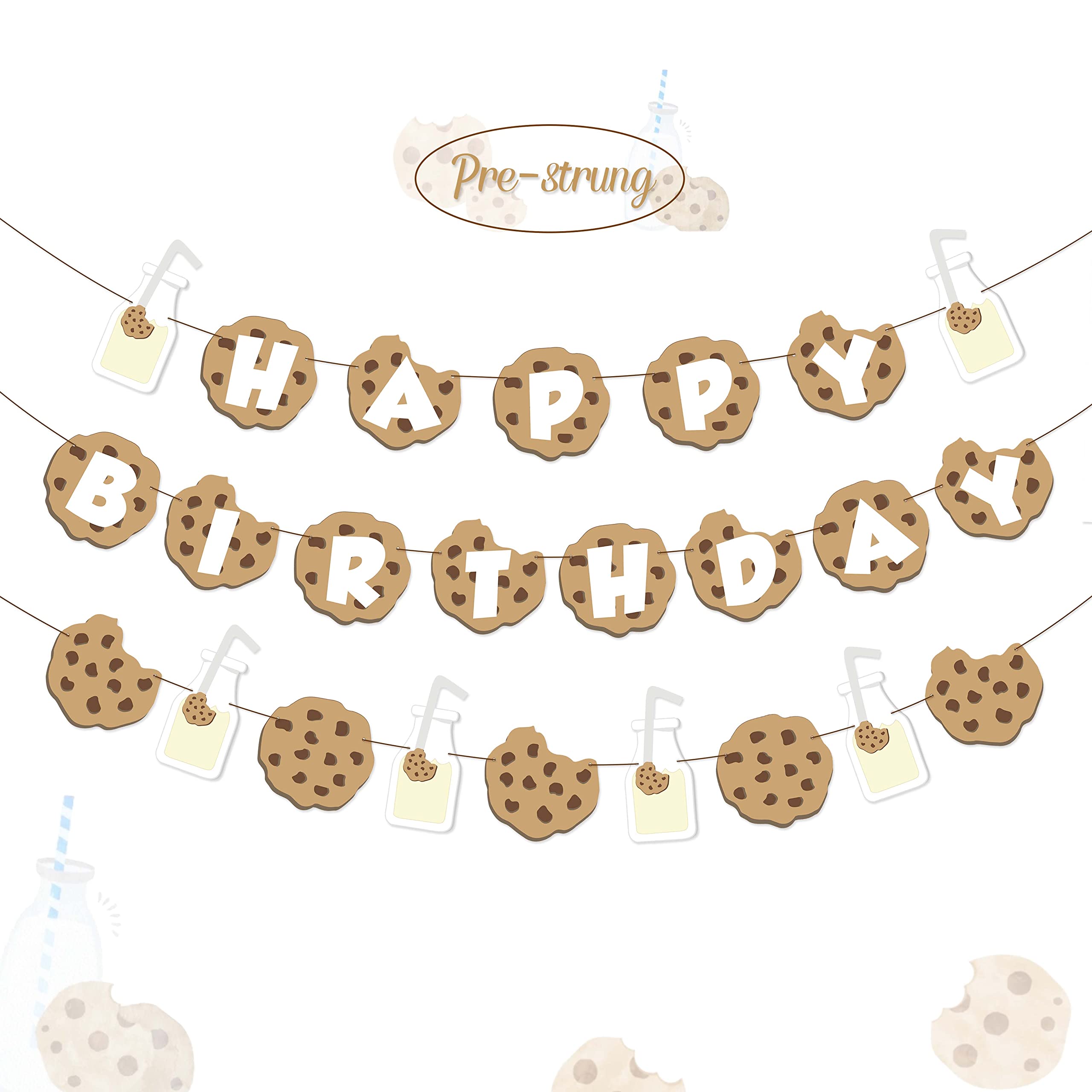 Cookies Milk Birthday Party Banner, Cookie and Monster Theme Happy Birthday Party Garland Milk and Cookies Baby Shower Decorations for Kids