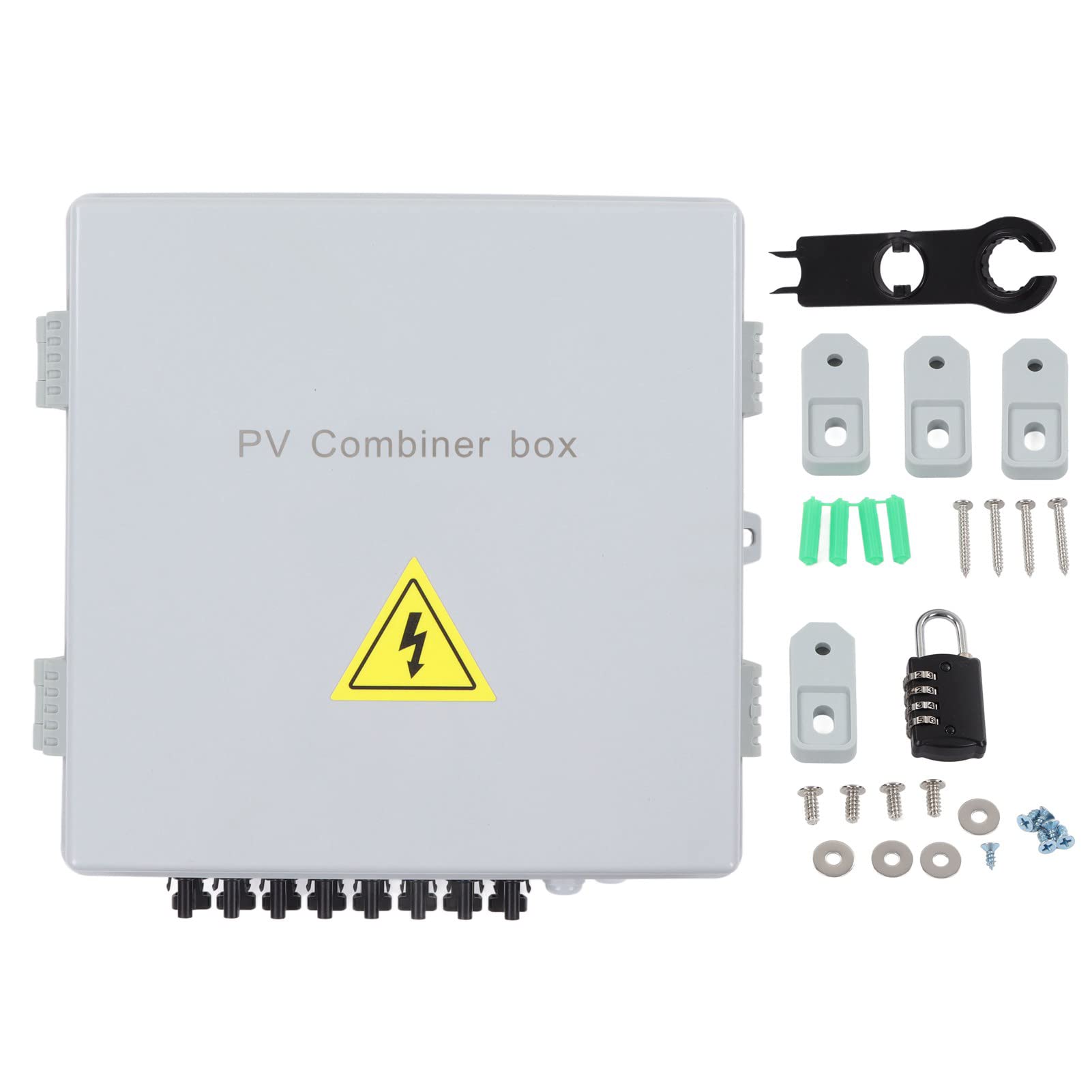 PV Combiner Box 8 String Solar Combiner Box with Arrester 10A 80A DC Circuit Breaker for Solar Panel