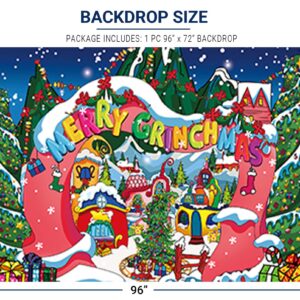 Allenjoy 96" x 72" Merry Grinchmas Christmas Backdrop for Kids Xmas Winter Let it Snow Happy New Year Holiday First Birthday Baby Shower Party Supplies Decoration Banner Photo Booth Props Background