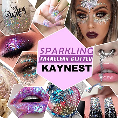 Face Glitter Gel, 3 Jars Holographic Chunky Glitter Makeup for Body, Hair, Face, Nail, Eyeshadow, Long Lasting and Waterproof Mermaid Sequins Shimmer Liquid Glitter (Set C)