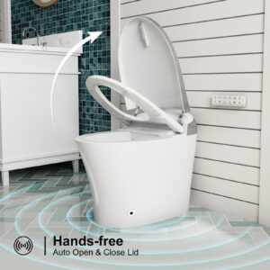 HOROW Luxury Smart Toilet, Heated Bidet with Dryer and Warm Water, Bidet Toilet with Heated Seat, Auto Close Toilet Seat, Modern Tankless Toilet with Remote Control, Night Light, White