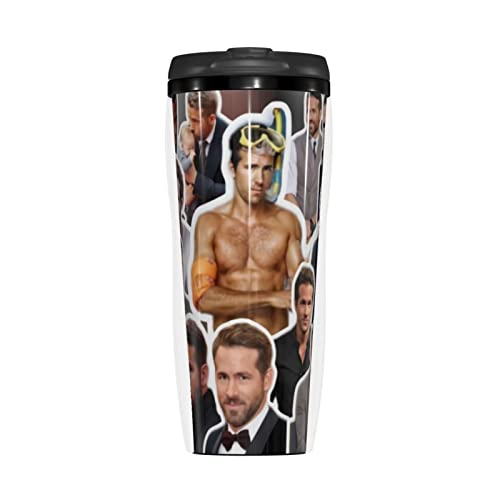 KIANSLA Ryan Reynolds Collage Coffee Cup Stainless Steel Cup With Leak-Proof Lid For Hot And Cold Drinks Insulated Travel Mugs, Is A Gift For A Good Friend 12oz