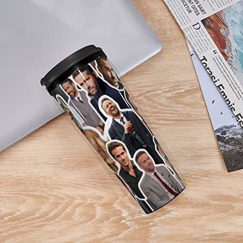 KIANSLA Ryan Reynolds Collage Coffee Cup Stainless Steel Cup With Leak-Proof Lid For Hot And Cold Drinks Insulated Travel Mugs, Is A Gift For A Good Friend 12oz