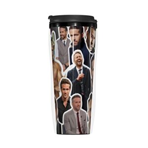 KIANSLA Ryan Reynolds Collage Coffee Cup Stainless Steel Cup With Leak-Proof Lid For Hot And Cold Drinks Insulated Travel Mugs, Is A Gift For A Good Friend 12oz