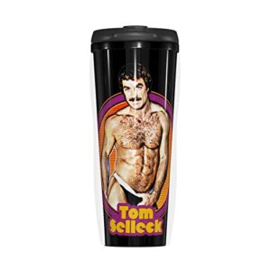 kiansla tom selleck coffee cup stainless steel cup with leak-proof lid for hot and cold drinks insulated travel mugs, is a gift for a good friend 12oz