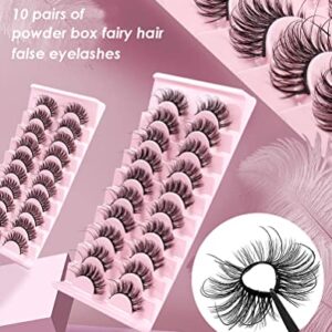 NEW 10Pairs Mink Eyelashes 100% Handmade 3D Mink Lashes Full Strip Lashes Soft False Eyelashes Makeup Lashes (XZ-05)