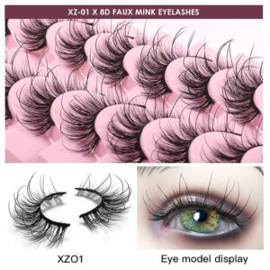 NEW 10Pairs Mink Eyelashes 100% Handmade 3D Mink Lashes Full Strip Lashes Soft False Eyelashes Makeup Lashes (XZ-05)