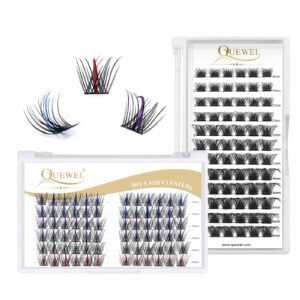 quewel cluster lashes 72 pcs wide stem c/d curl 8-16mm length diy eyelash extension false eyelashes natural&mega styles