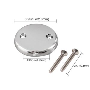 CalcMetal Dual Hole Bathtub Drain Overflow Plate with Two Matching Screws, Easy to Install, Plated Chrome