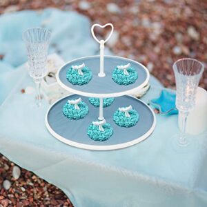 Lucky Will 2 Tier Serving Tray for Ocean Theme Party Cupcake Stand Elegant Platters Tower for Baby Boy Shower Decorations Wedding Seaside Restaurant Holiday Wine Table